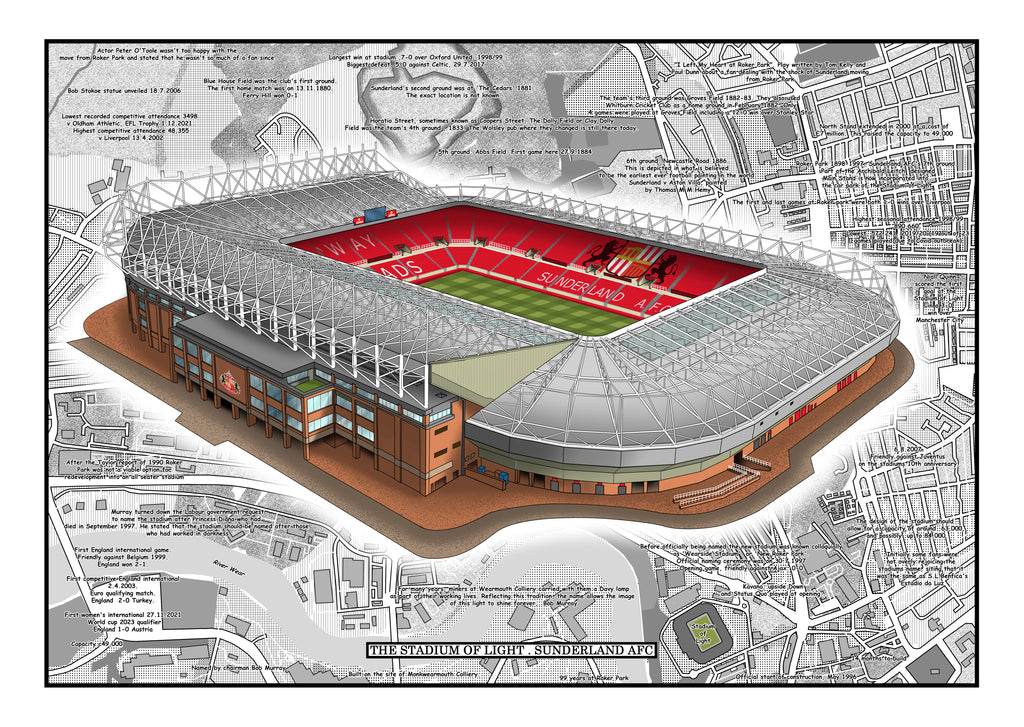 Sunderland. Stadium of Light. Stadium history – Football Cartoon Histories