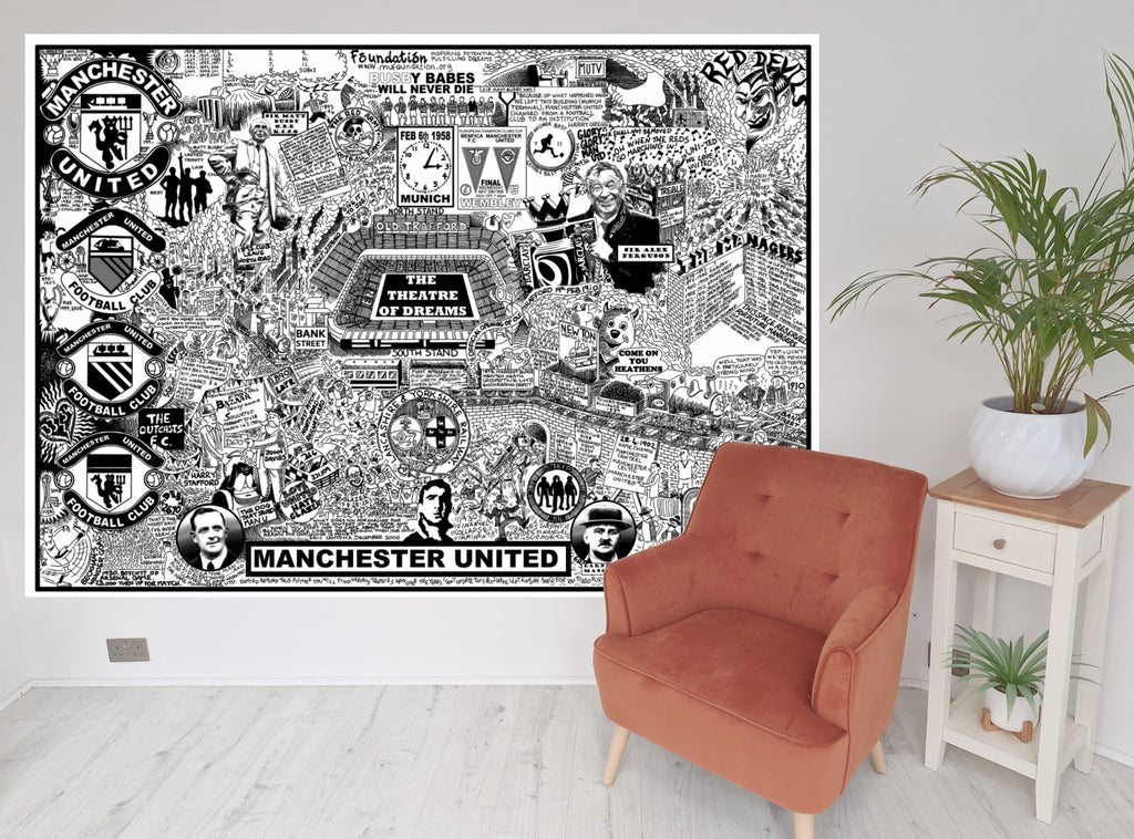 Manchester United wallpaper print – Football Cartoon Histories