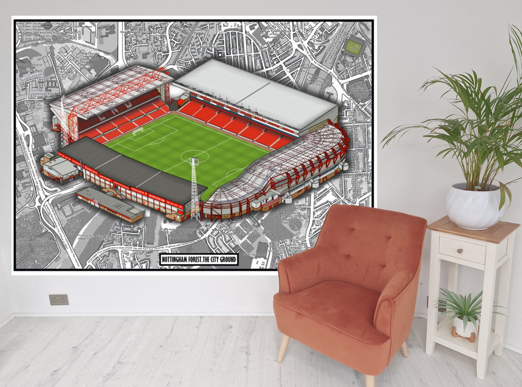 Nottingham Forest ,The City Ground wallpaper print – Football Cartoon ...