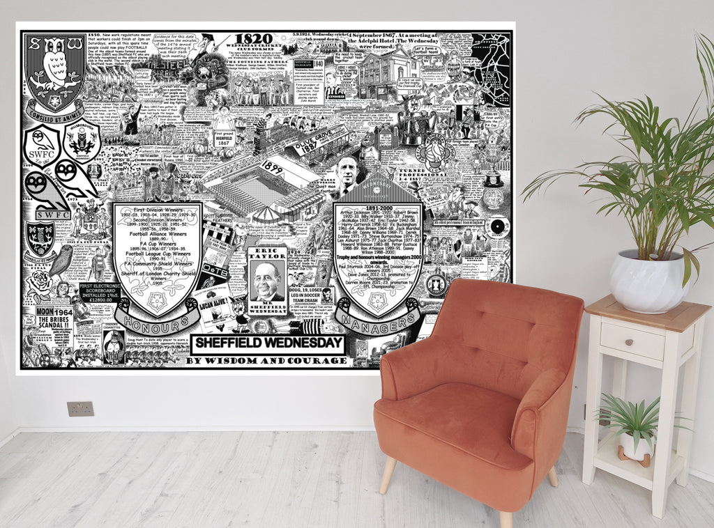 Sheffield Wednesday wallpaper print – Football Cartoon Histories