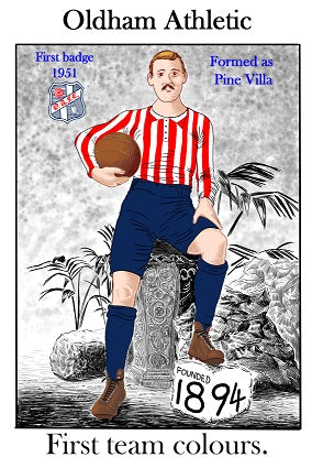 Oldham Athletic greeting card – Football Cartoon Histories